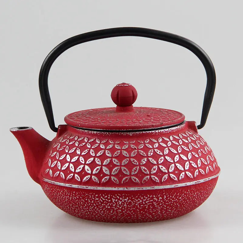 Théière Japonaise en Fonte Rouge Motifs Cercles 600ml – Théière France