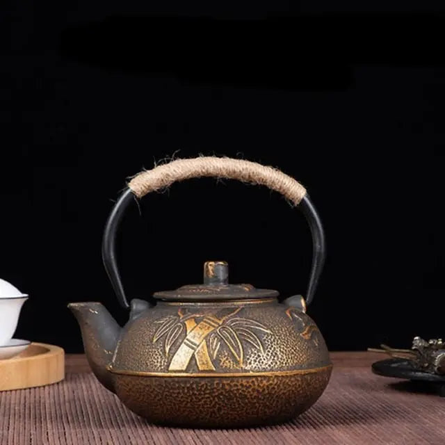 Théière Japonaise en Fonte Dorée Bambous 600ML – Théière France